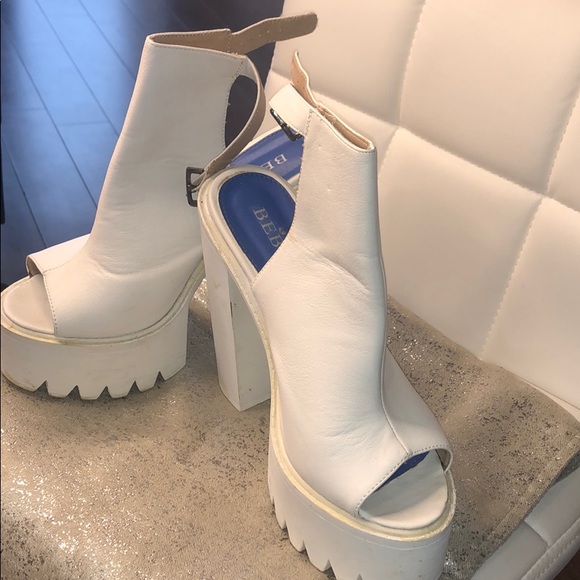 Shoes | Bebo Sky High White Platform Heels | Poshmark